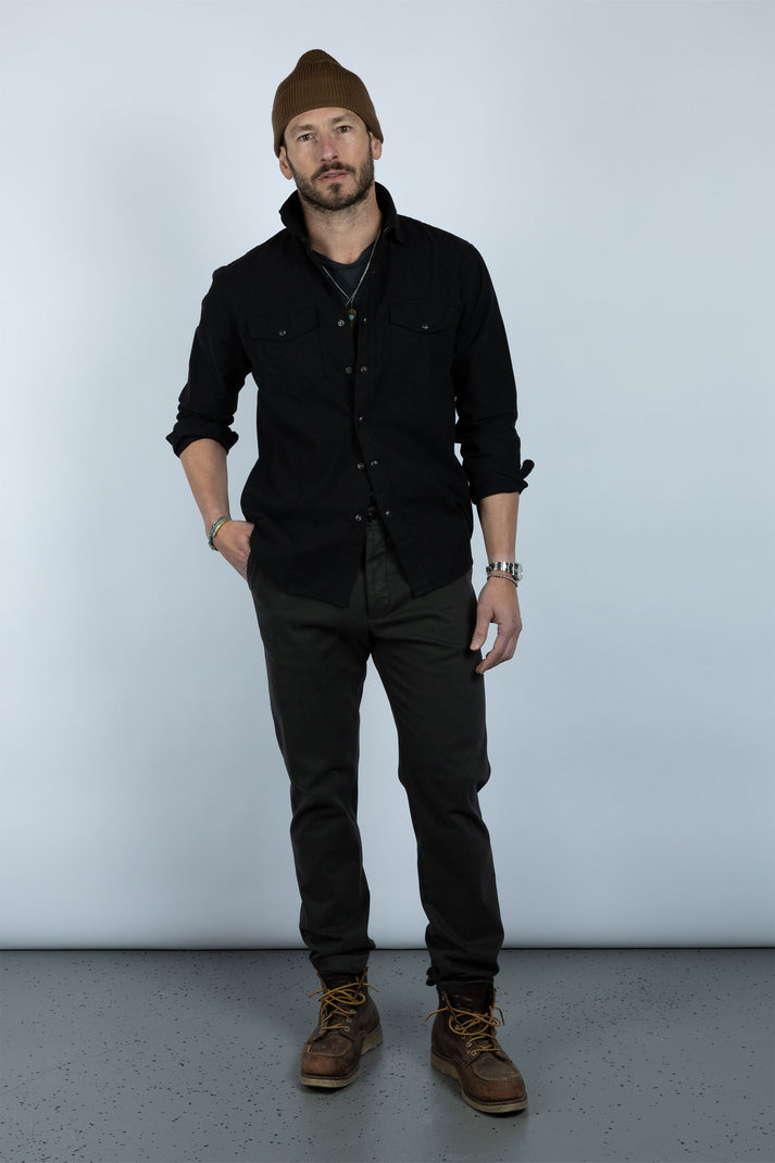 Harrison Western Shirt in Black Denim – RIVAY