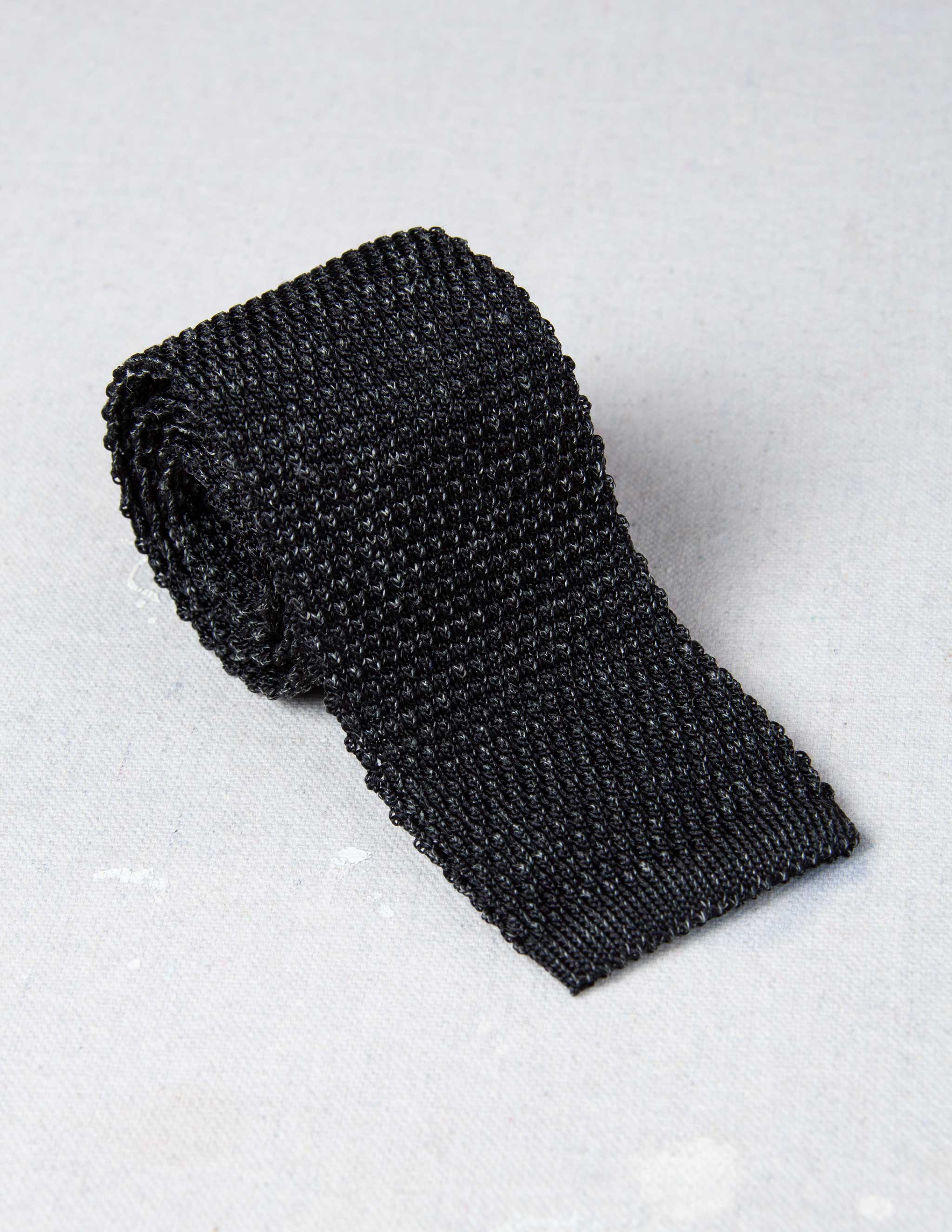 Italian Silk Linen Knit Tie in Charcoal – RIVAY